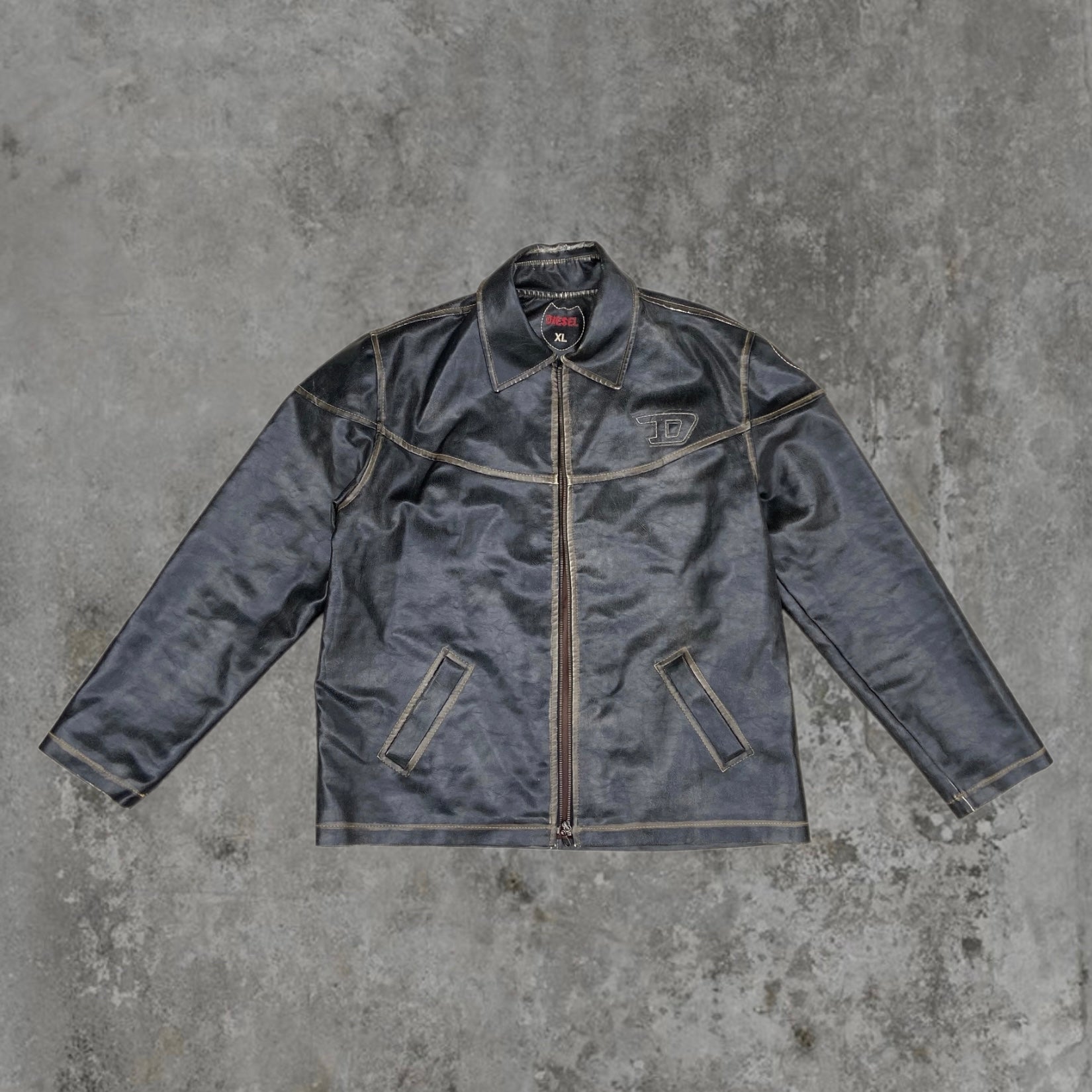DIESEL 90'S WASHED LEATHER JACKET - XL – BAD MOUTH*