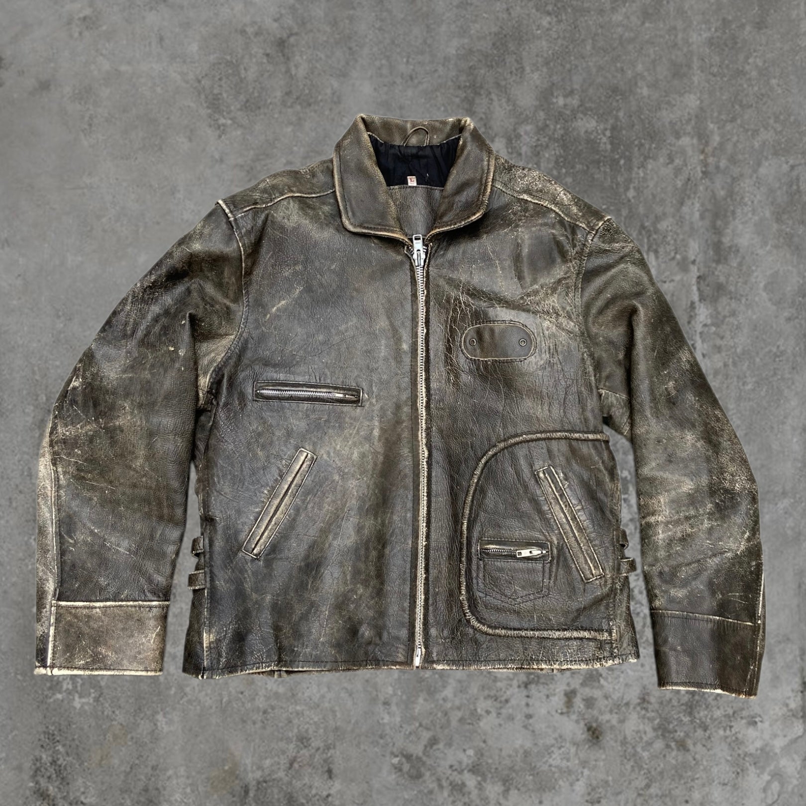 1980S VINTAGE WASHED LEATHER JACKET - L – BAD MOUTH*